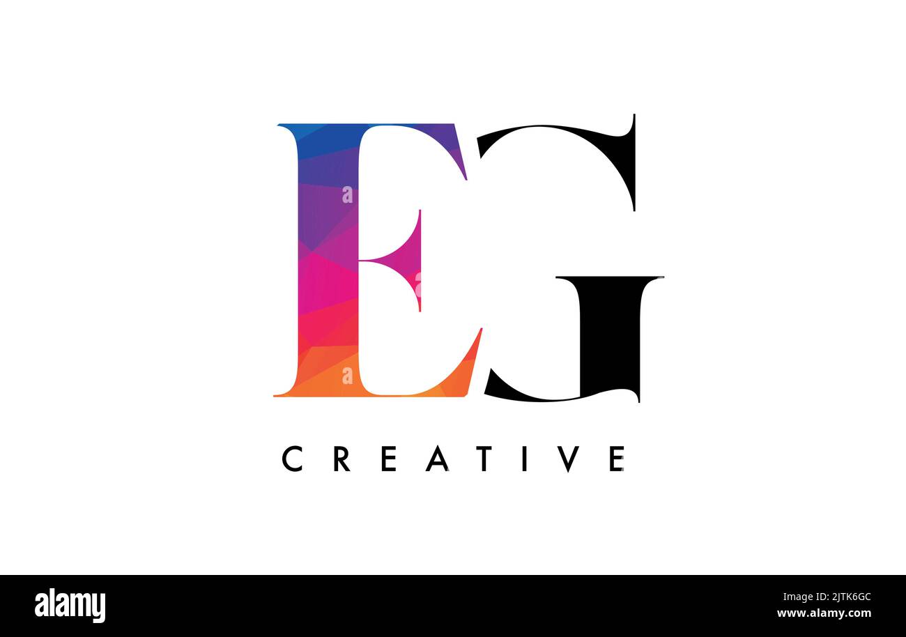 EG Letter Design with Creative Cut and Colorful Rainbow Texture. GE ...