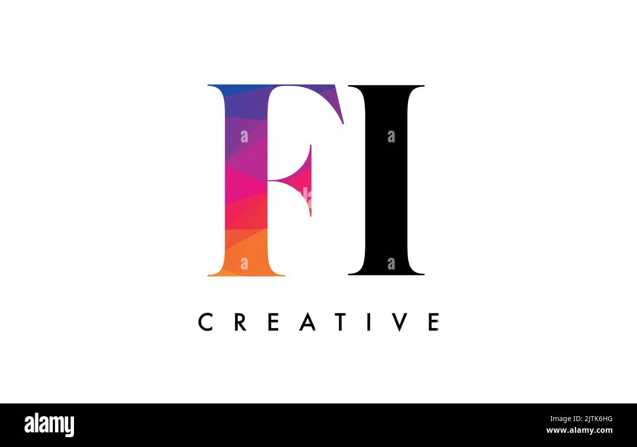 FI Letter Design with Creative Cut and Colorful Rainbow Texture. FI ...