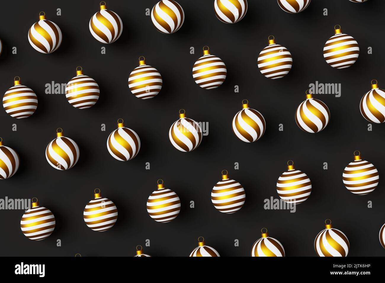 Christmas balls 3D pattern wallpaper top view flat lay black background ...