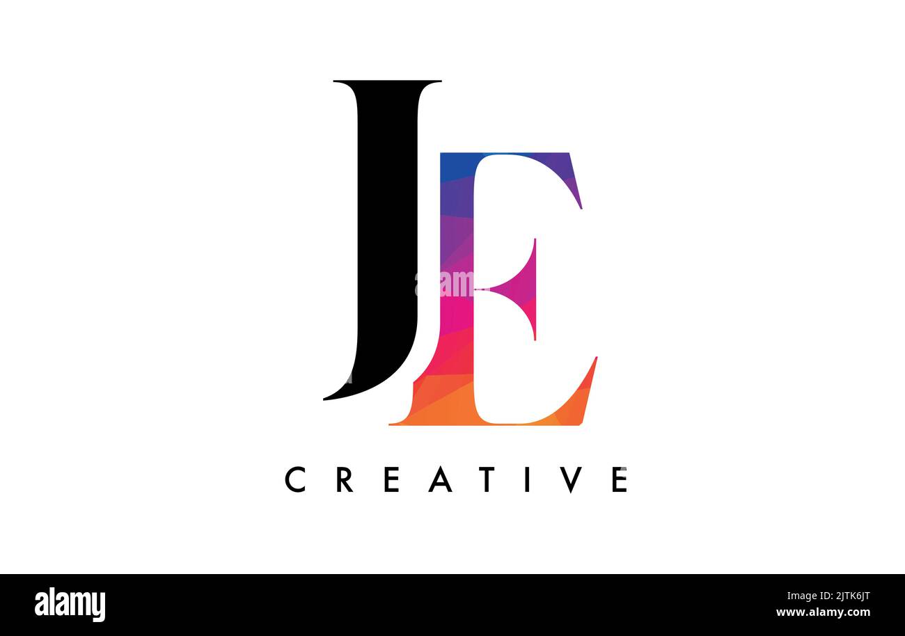 JE Letter Design with Creative Cut and Colorful Rainbow Texture. EJ ...