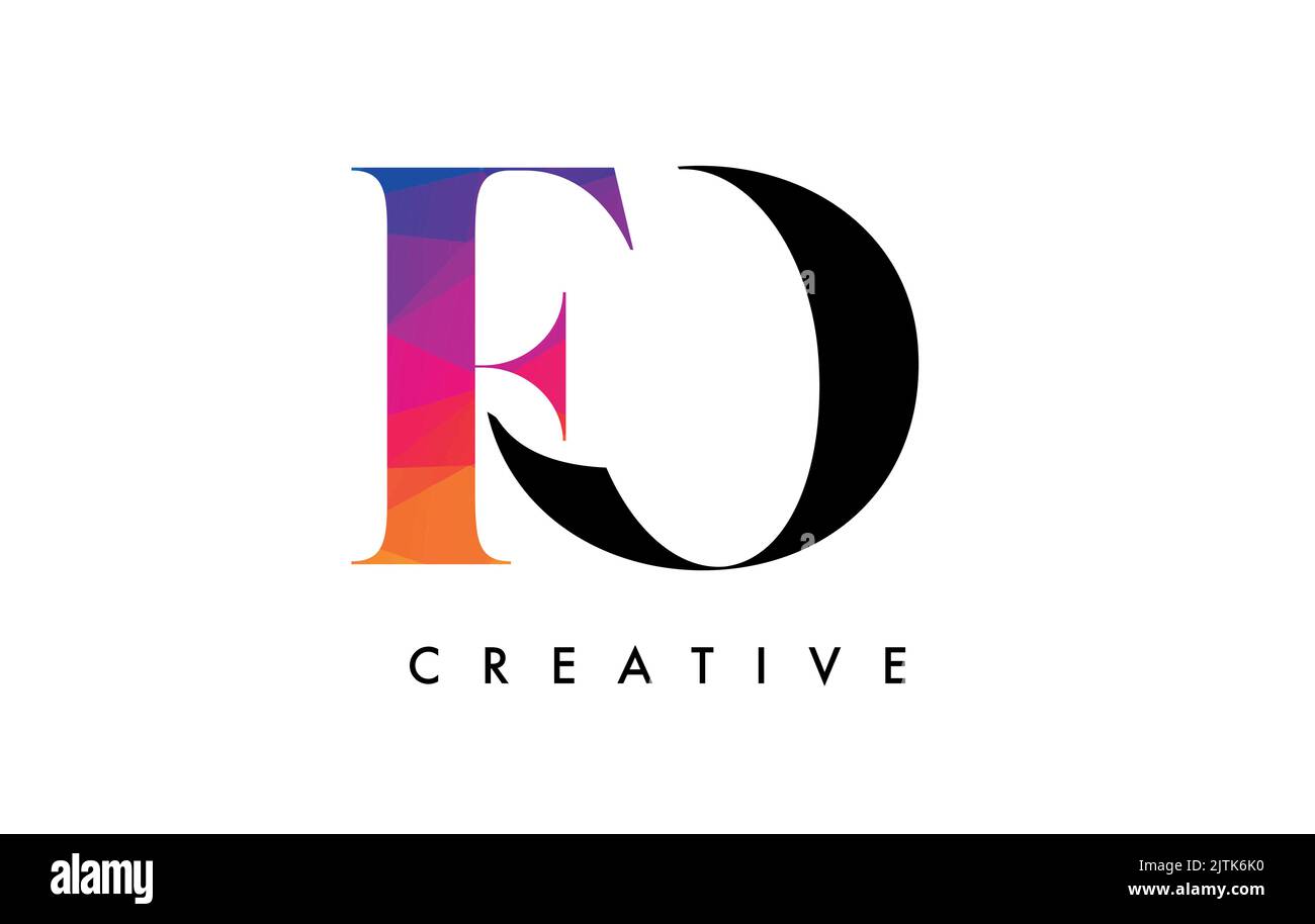 FO Letter Design with Creative Cut and Colorful Rainbow Texture. FO ...