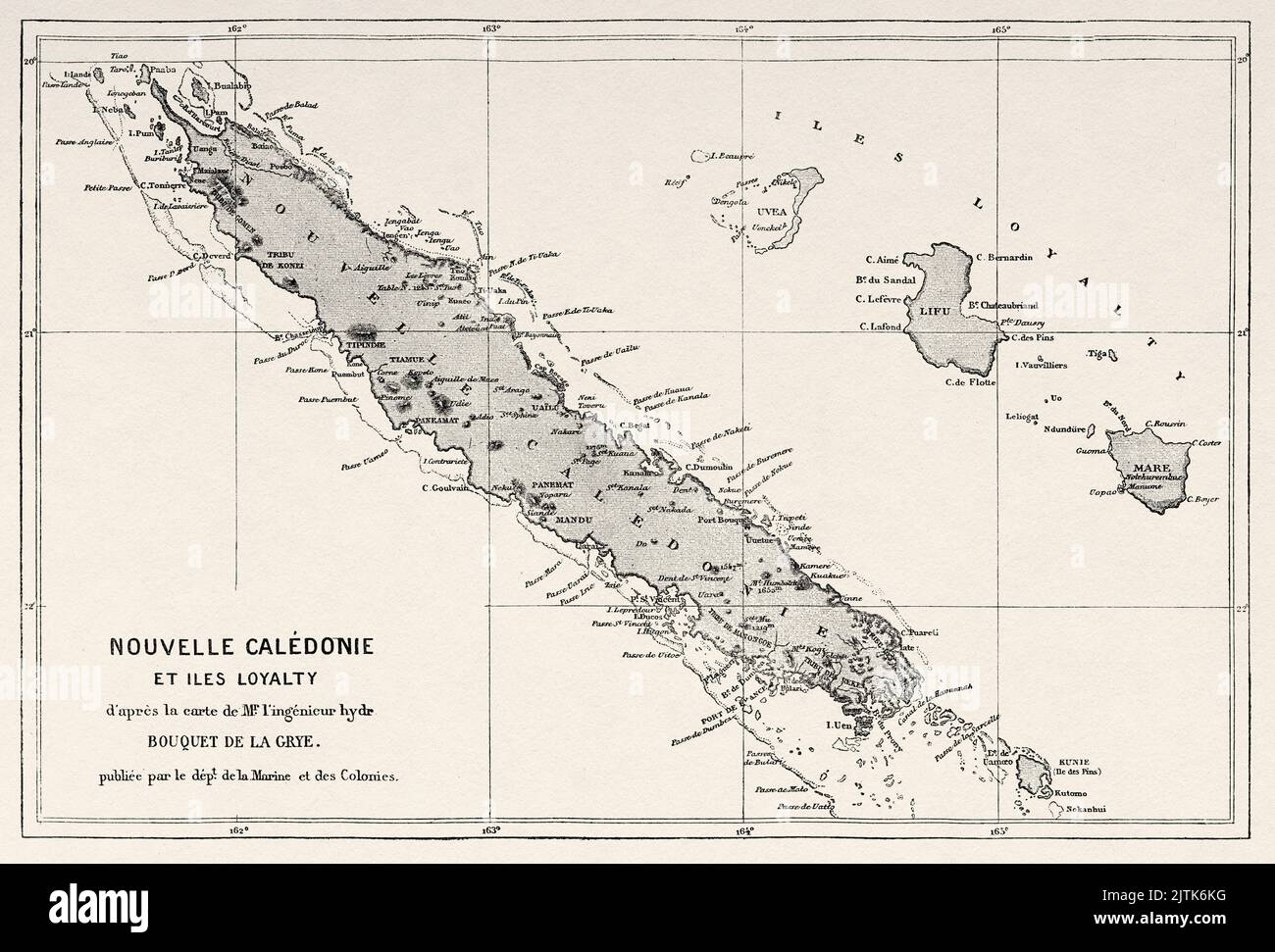 Old map of New Caledonia and Loyalty Island, New Caledonia. Journey to ...