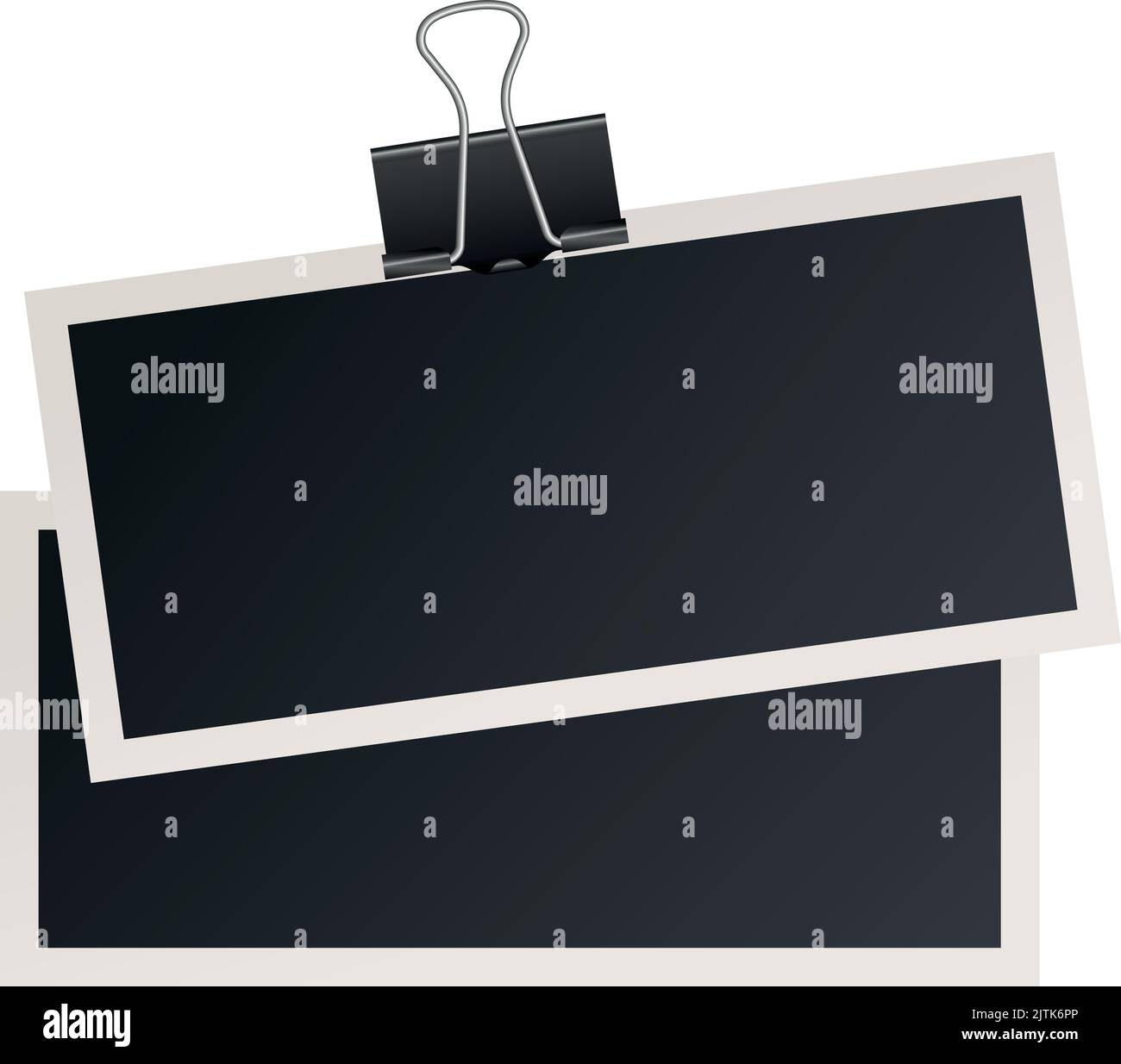 Photo card attach with paper clamp. Realistic mockup Stock Vector Image ...