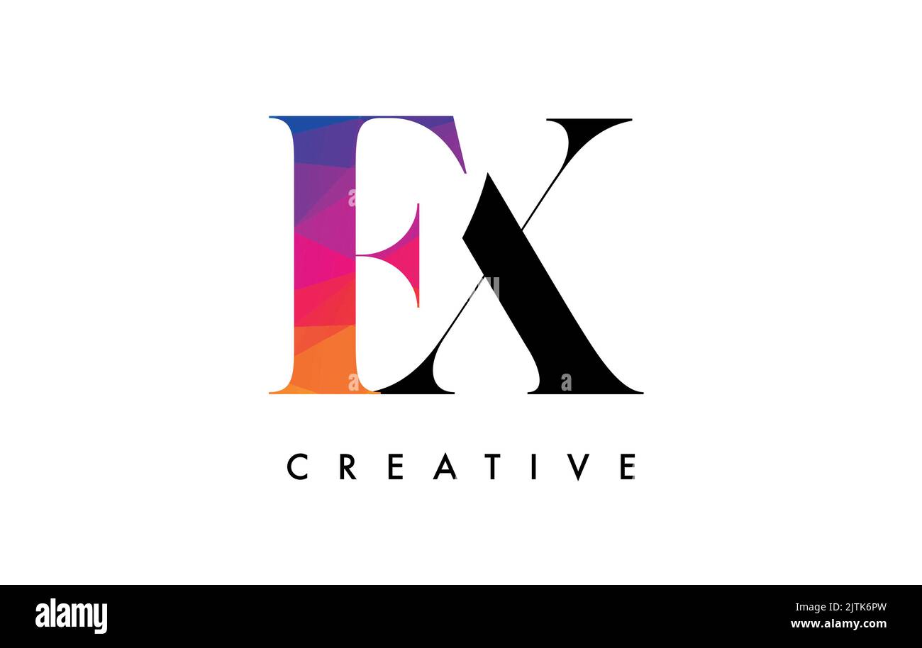 EX Letter Design with Creative Cut and Colorful Rainbow Texture. EX ...