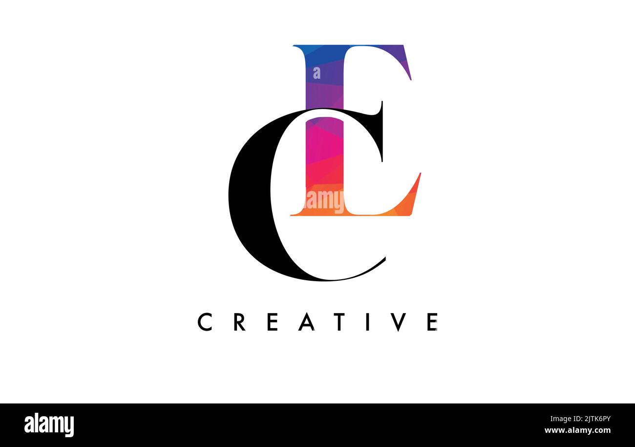 CE Letter Design with Creative Cut and Colorful Rainbow Texture. EC ...