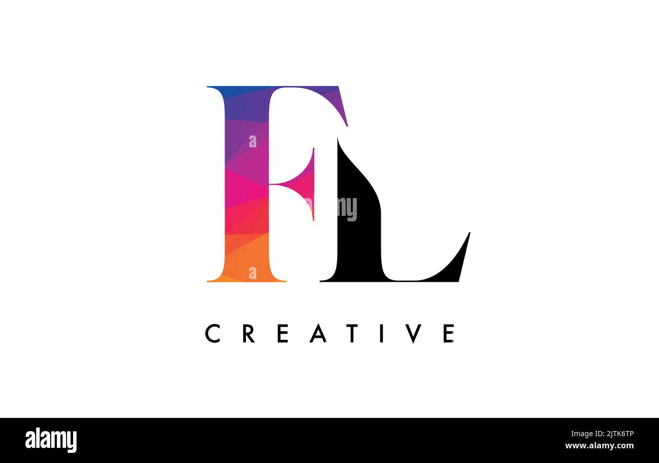 FL Letter Design with Creative Cut and Colorful Rainbow Texture. FL ...