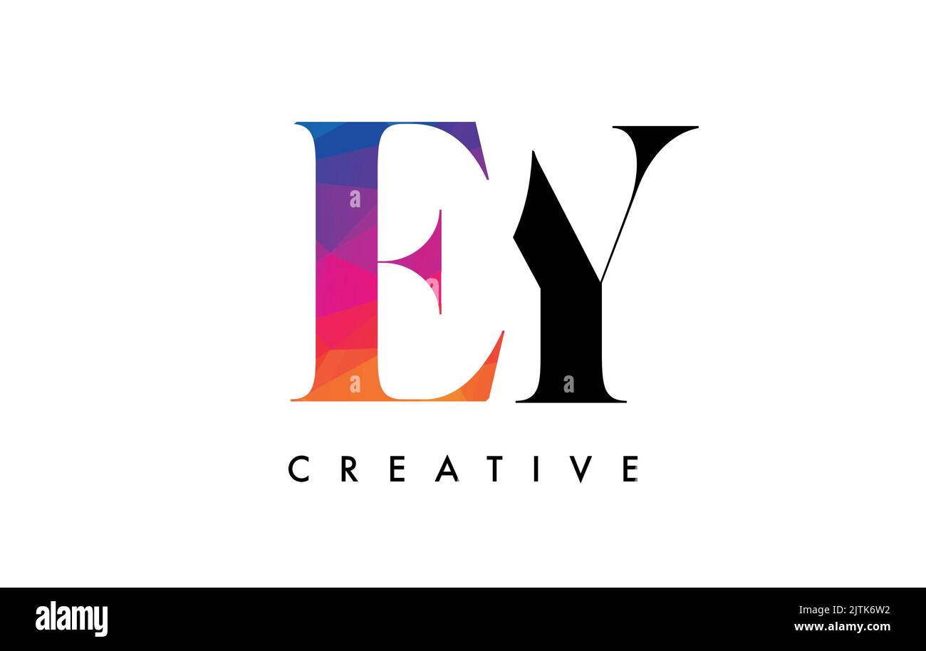 EY Letter Design with Creative Cut and Colorful Rainbow Texture. YE ...