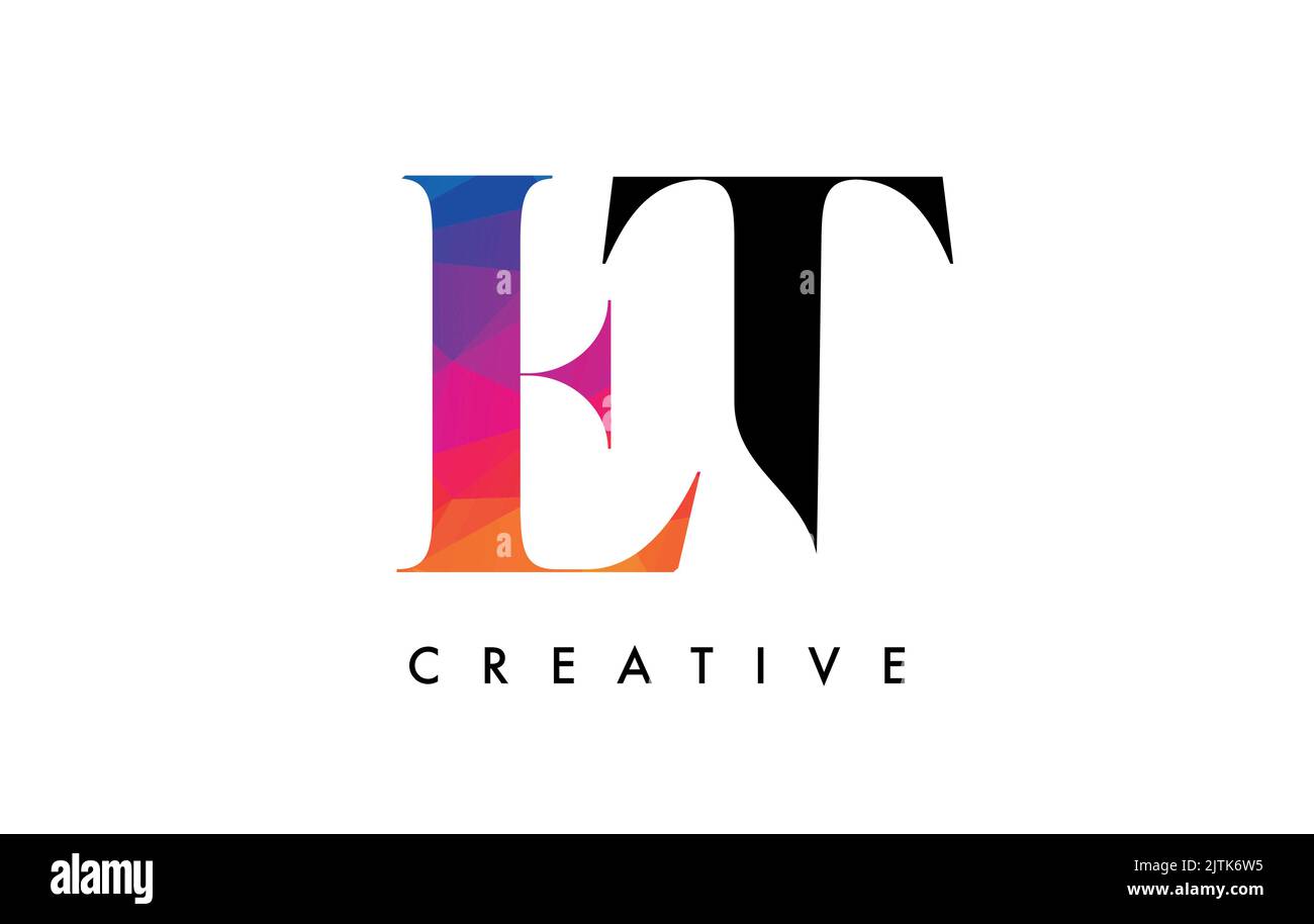ET Letter Design with Creative Cut and Colorful Rainbow Texture.TE ...