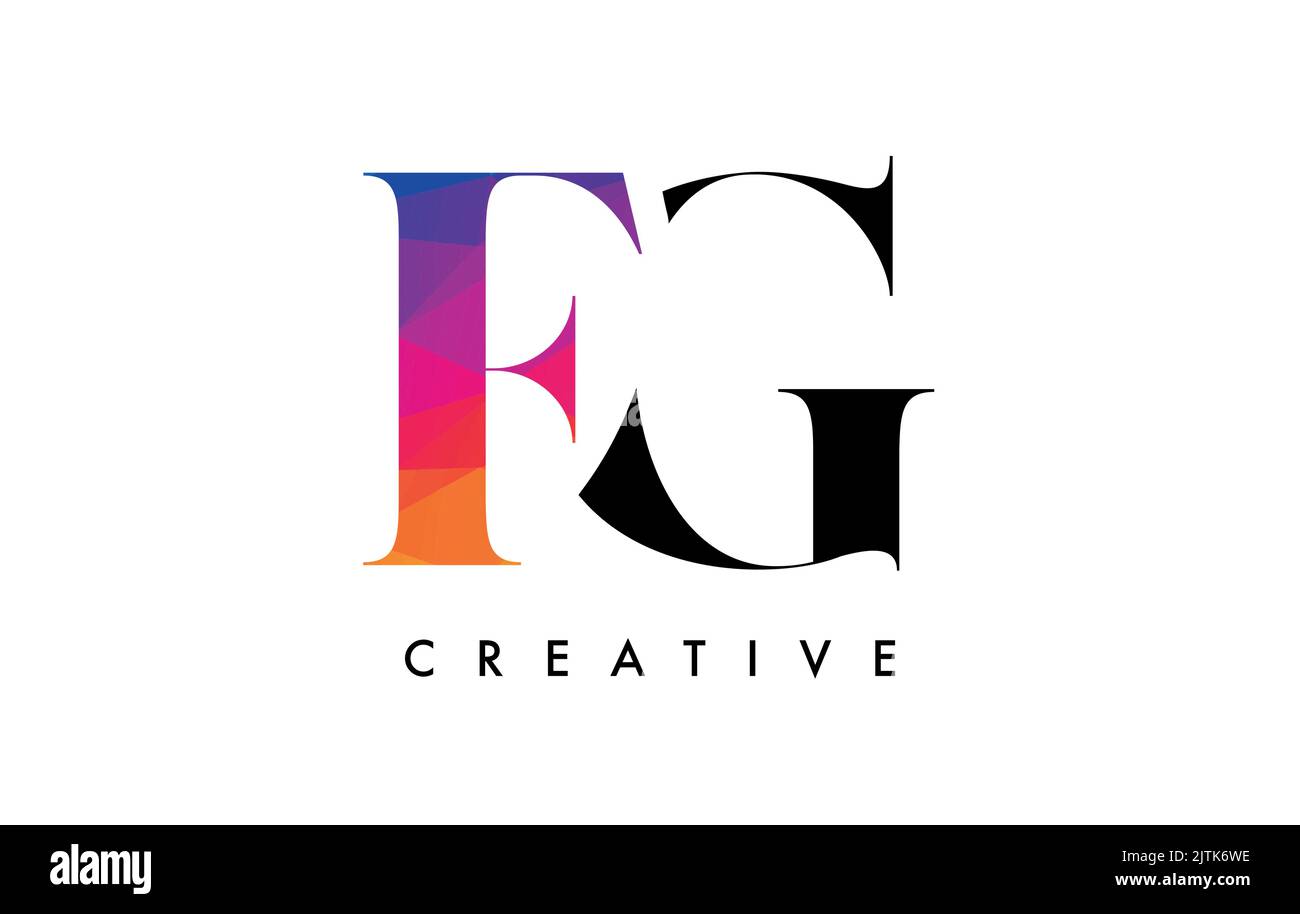 FG Letter Design with Creative Cut and Colorful Rainbow Texture. FG ...