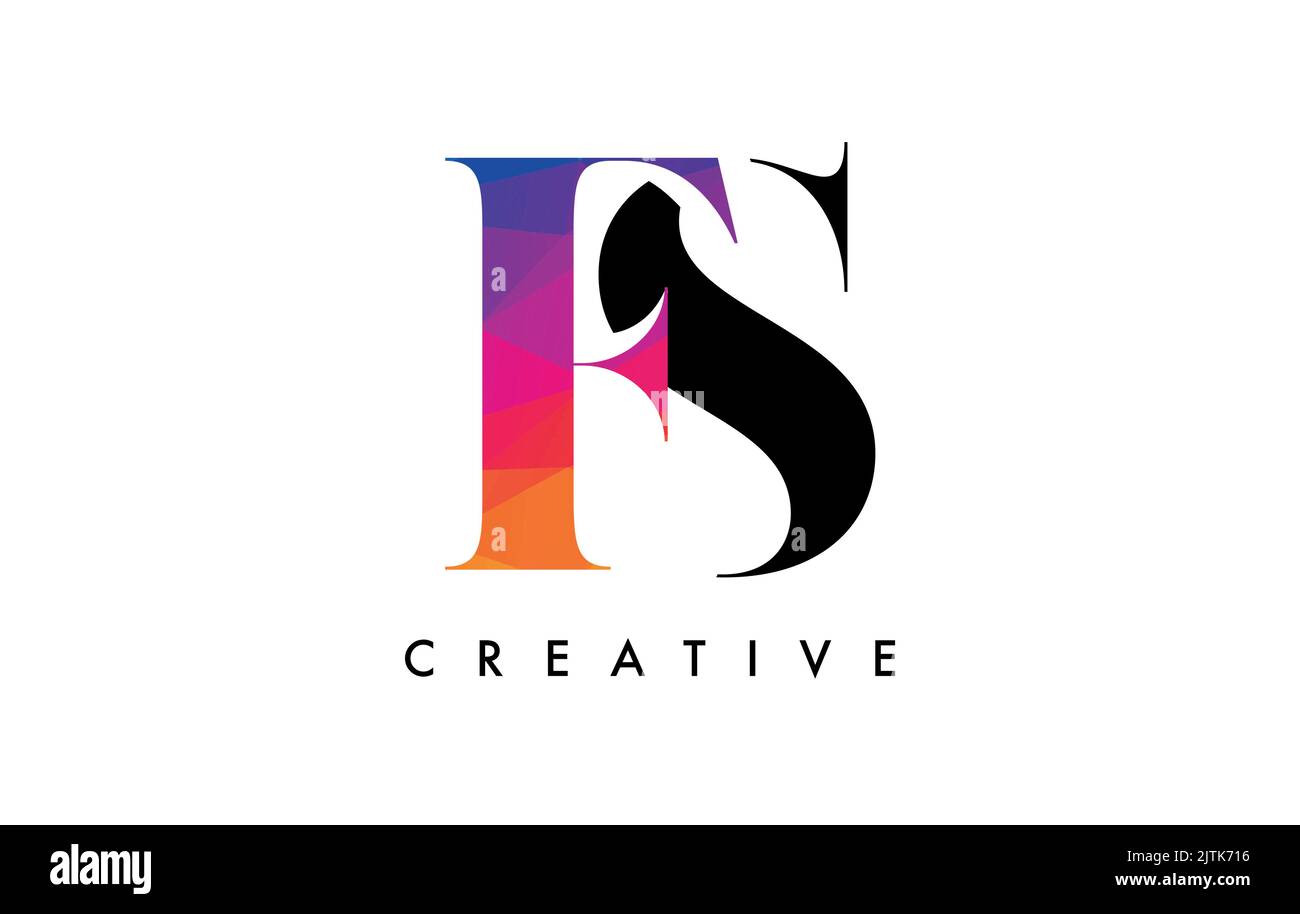 FS Letter Design with Creative Cut and Colorful Rainbow Texture. FS ...