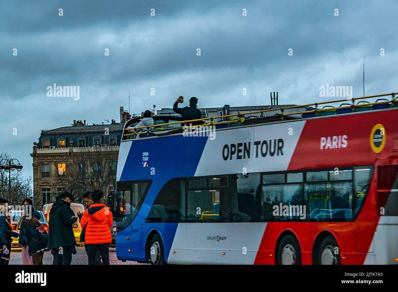 PARIS, FRANCE, JANUARY - 2020 - Touristic bus parked at street, paris ...