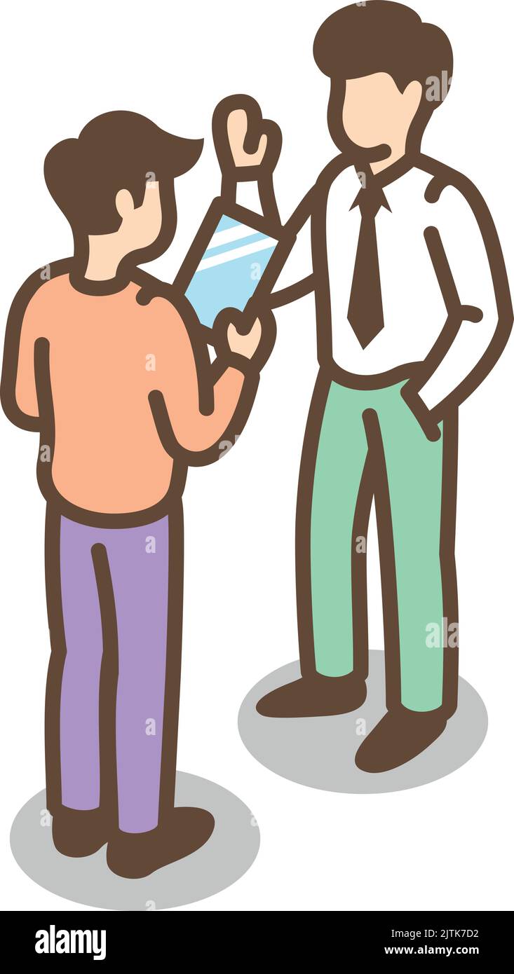 Isometric people talking. Colleagues discussing work problems Stock ...