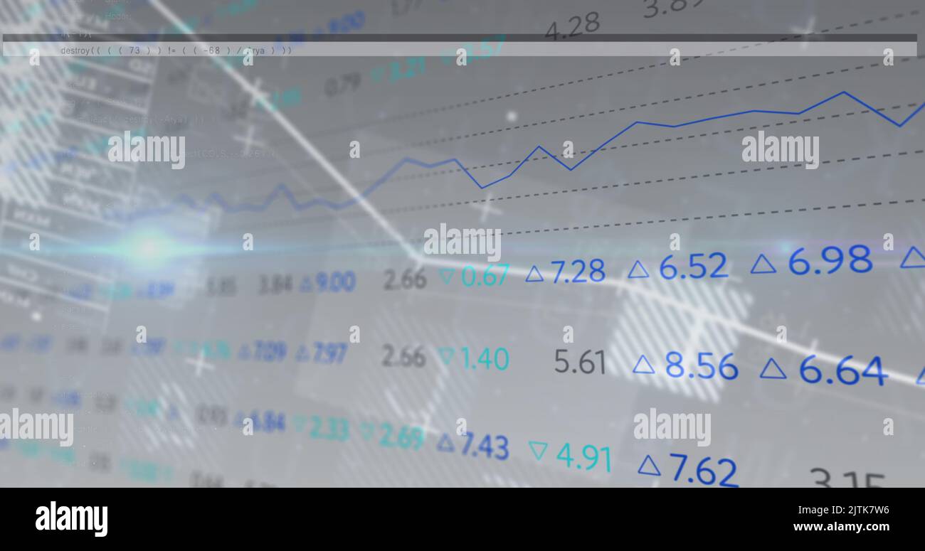 Image of financial data processing with graph on grey background Stock ...