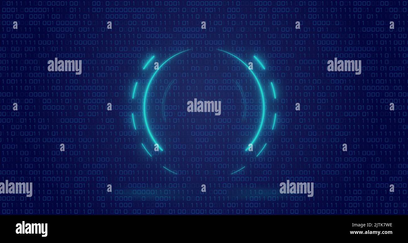 Image of neon circle over digital screen with binary code Stock Photo - Alamy
