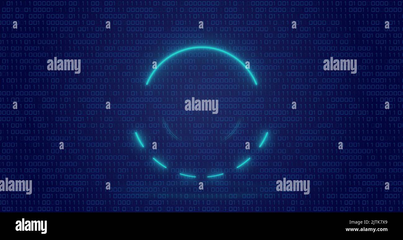 Image of neon circle over digital screen with binary code Stock Photo - Alamy