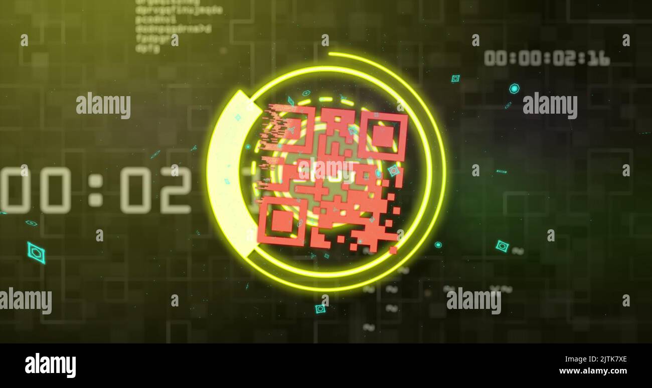 Image of scope scanning with qr code over data processing Stock Photo ...