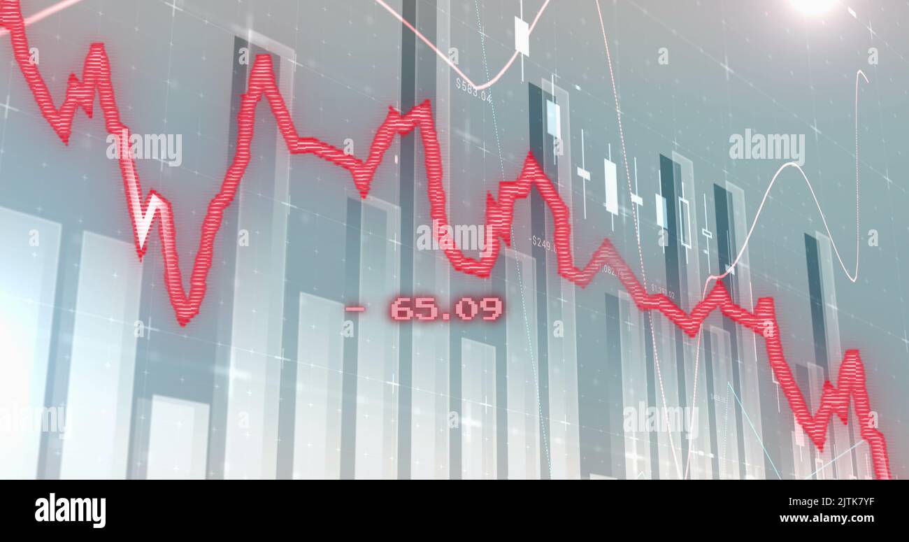 Image of financial data processing with graph on grey background Stock ...