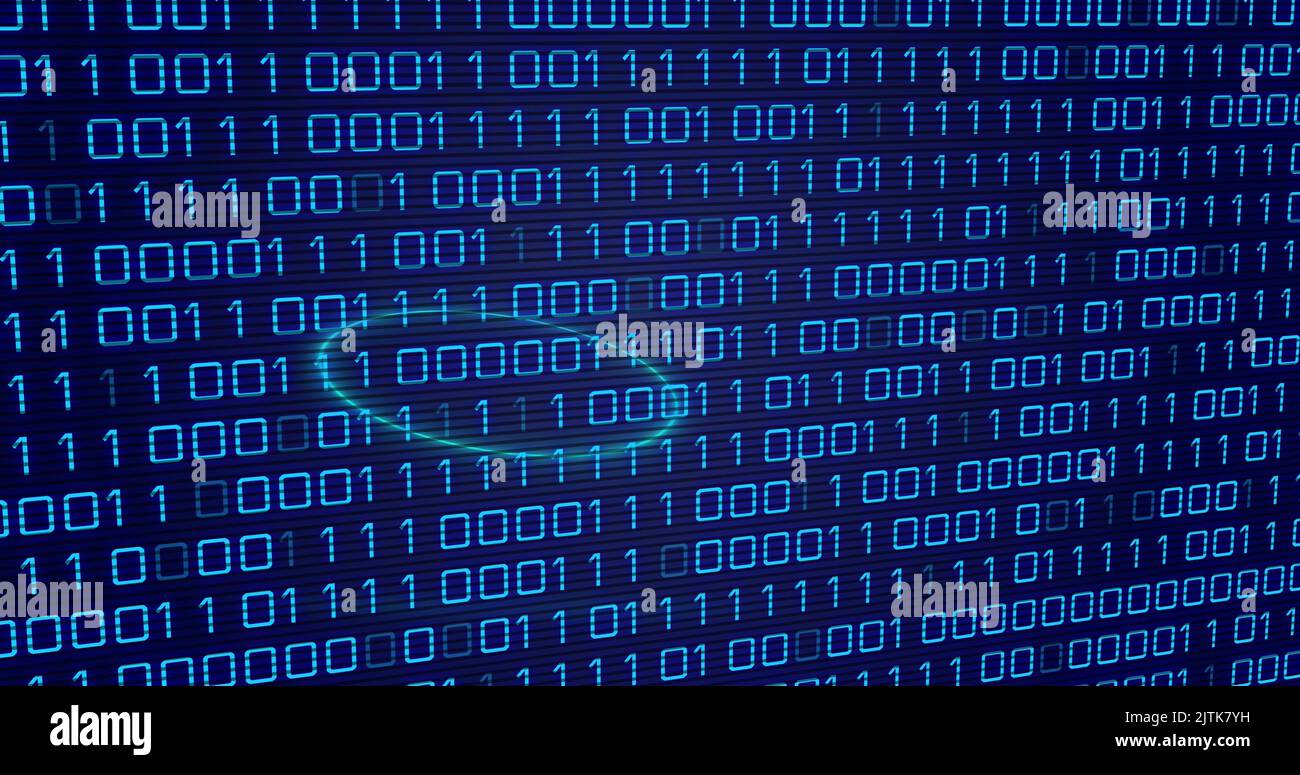 Image of neon circles over digital screen with binary code Stock Photo ...