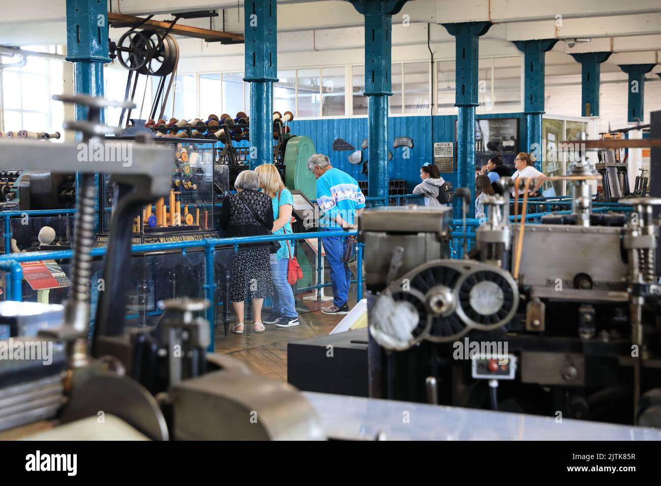 Historical textiles and machinery in Bradford Industrial Museum, at ...