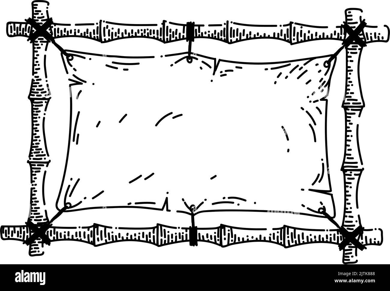 bamboo frame signboard sketch hand drawn vector Stock Vector Image ...