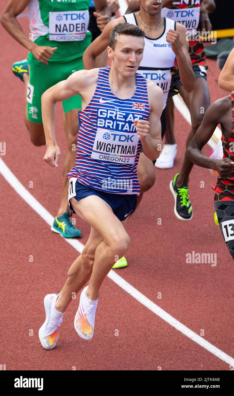 Jake Wightman of GB&NI competing in the men’s1500m heats at the World ...