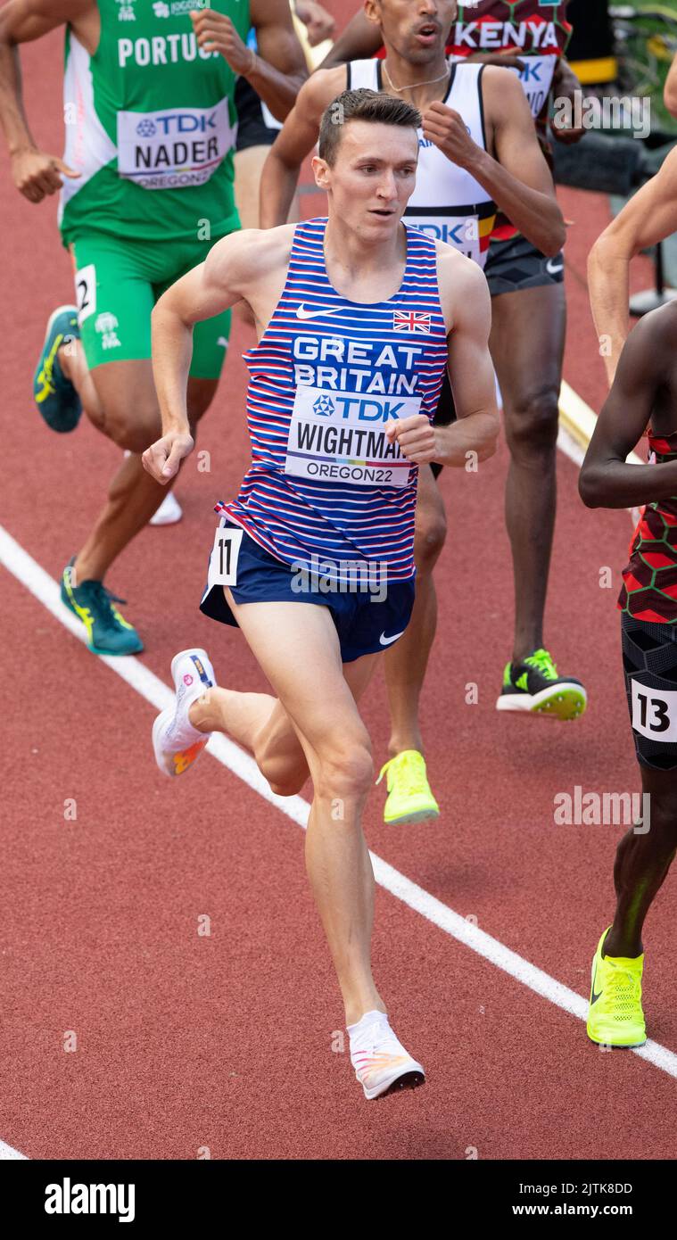 Jake Wightman of GB&NI competing in the men’s1500m heats at the World ...