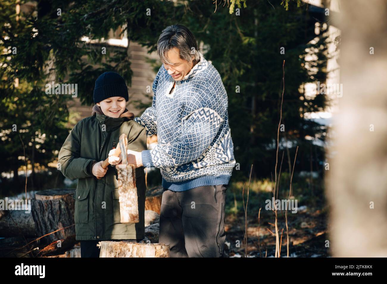 Children forest log learning hi-res stock photography and images - Alamy