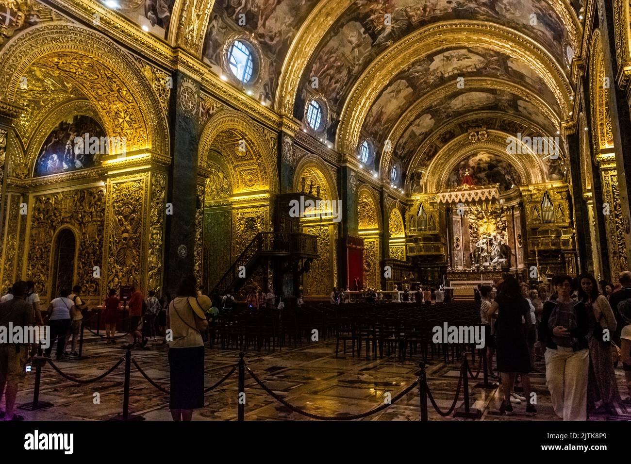 Valletta, Malta, 22 May 2022: Golden interior of St John's Co-Cathedral ...