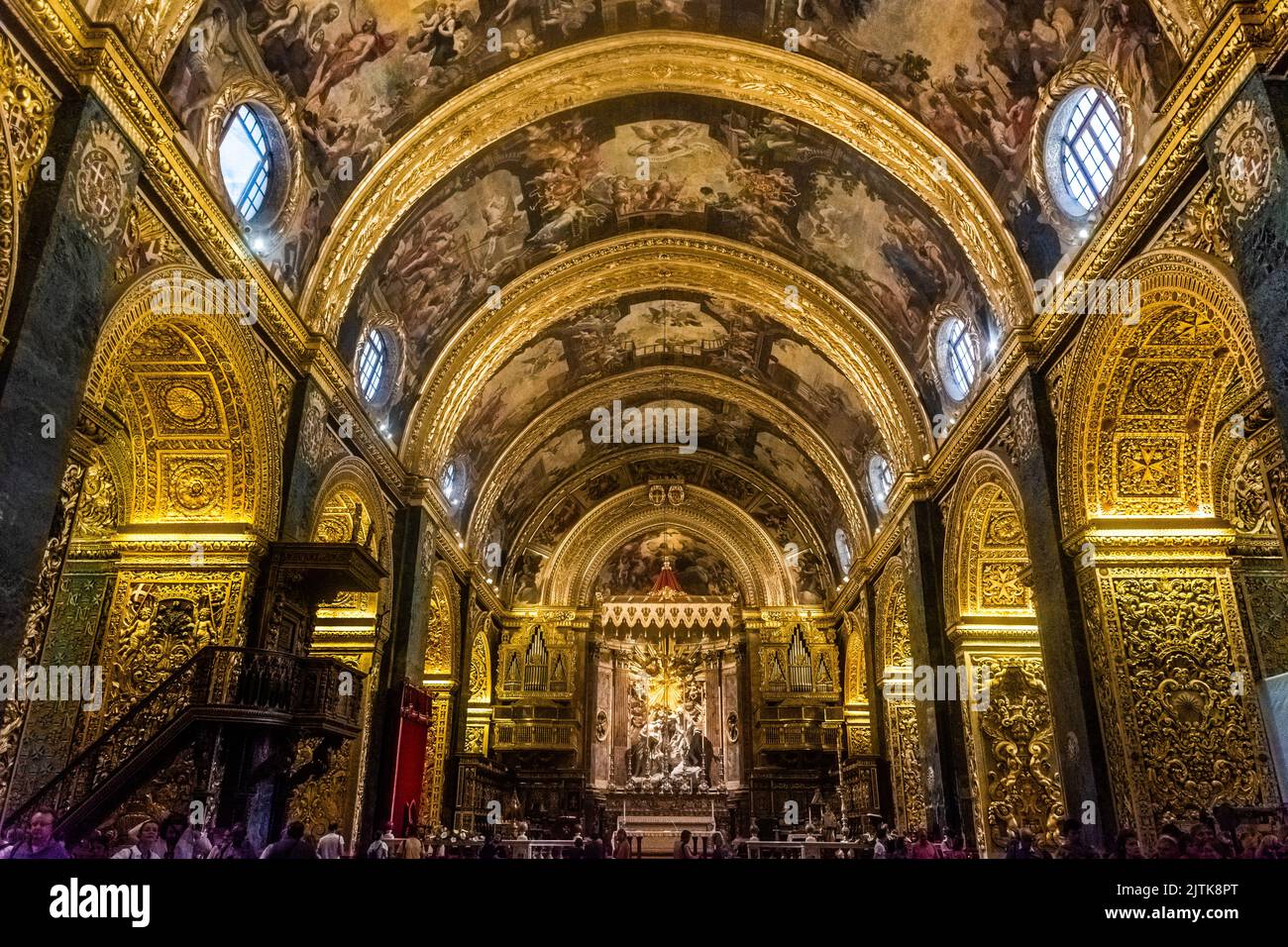 Valletta, Malta, 22 May 2022: Golden interior of St John's Co-Cathedral ...