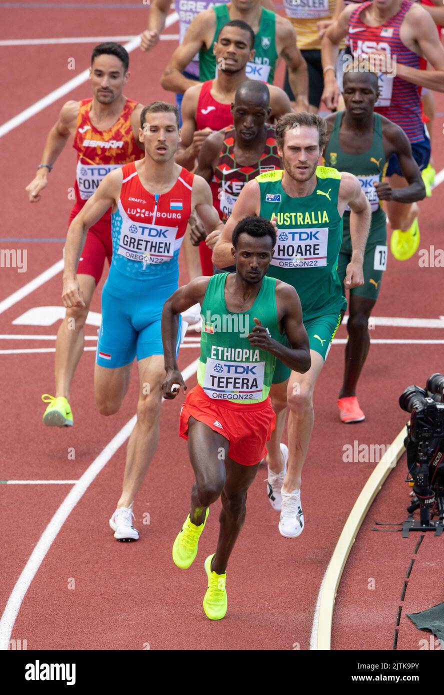 Samuel Tefera of Ethiopia competing in the men’s1500m heats at the ...