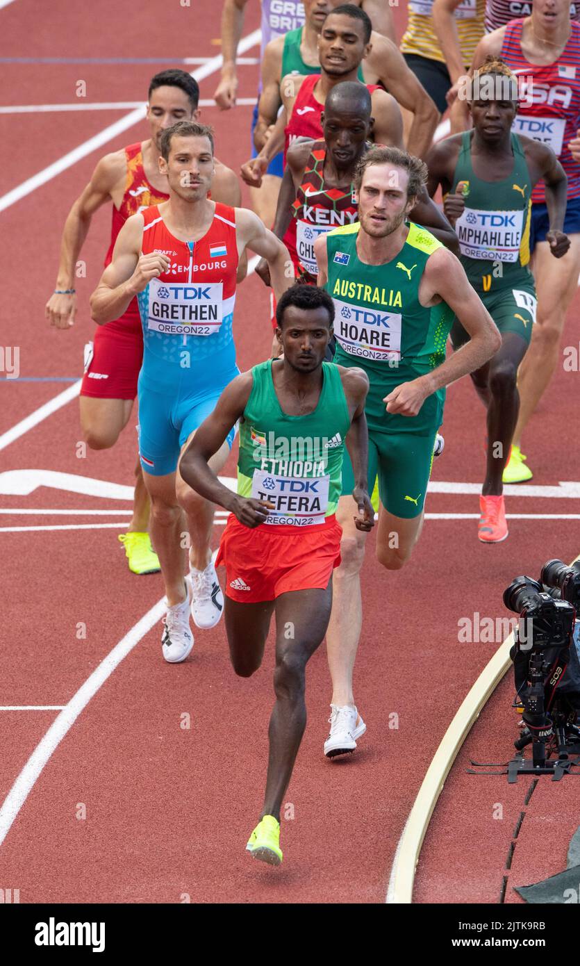 Samuel Tefera of Ethiopia competing in the men’s1500m heats at the ...