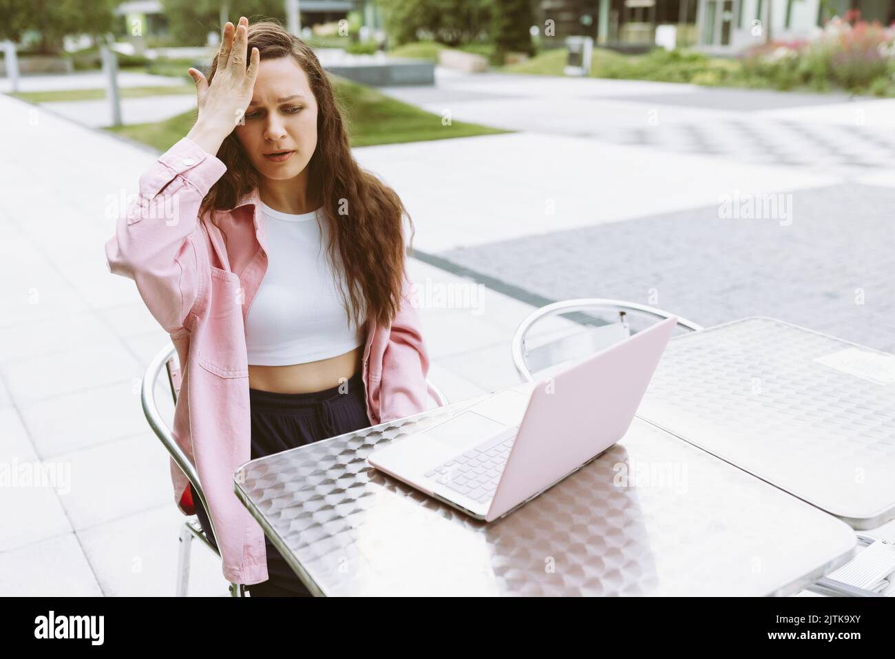 Unlucky woman facepalm gesture hi-res stock photography and images - Alamy