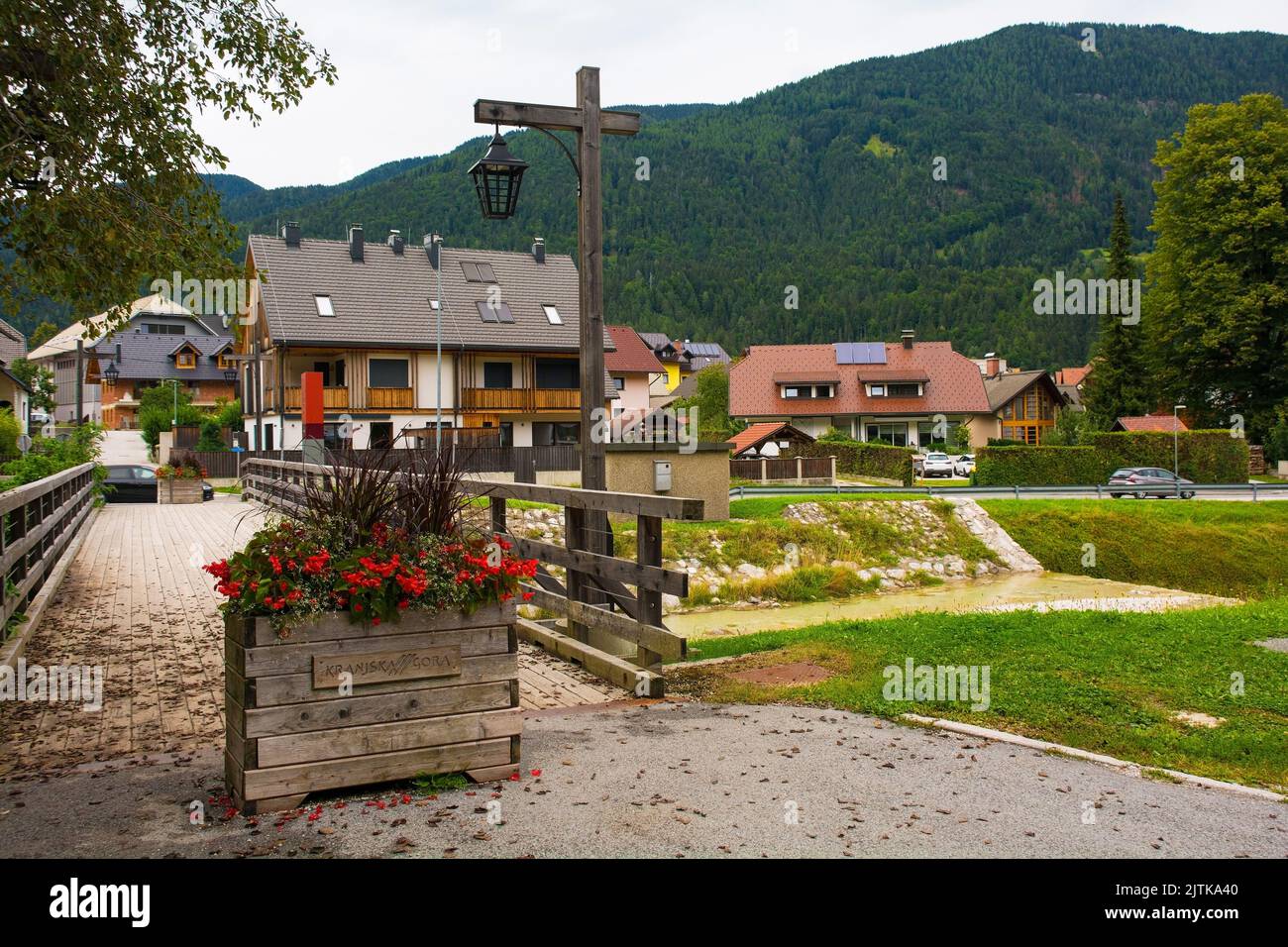 The mountain town of Kranjska Gora in the Upper Carniola region of ...