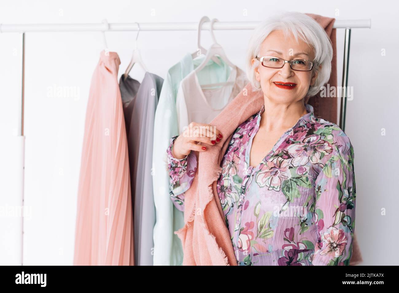 senior lady wardrobe shopping trendy clothing Stock Photo - Alamy