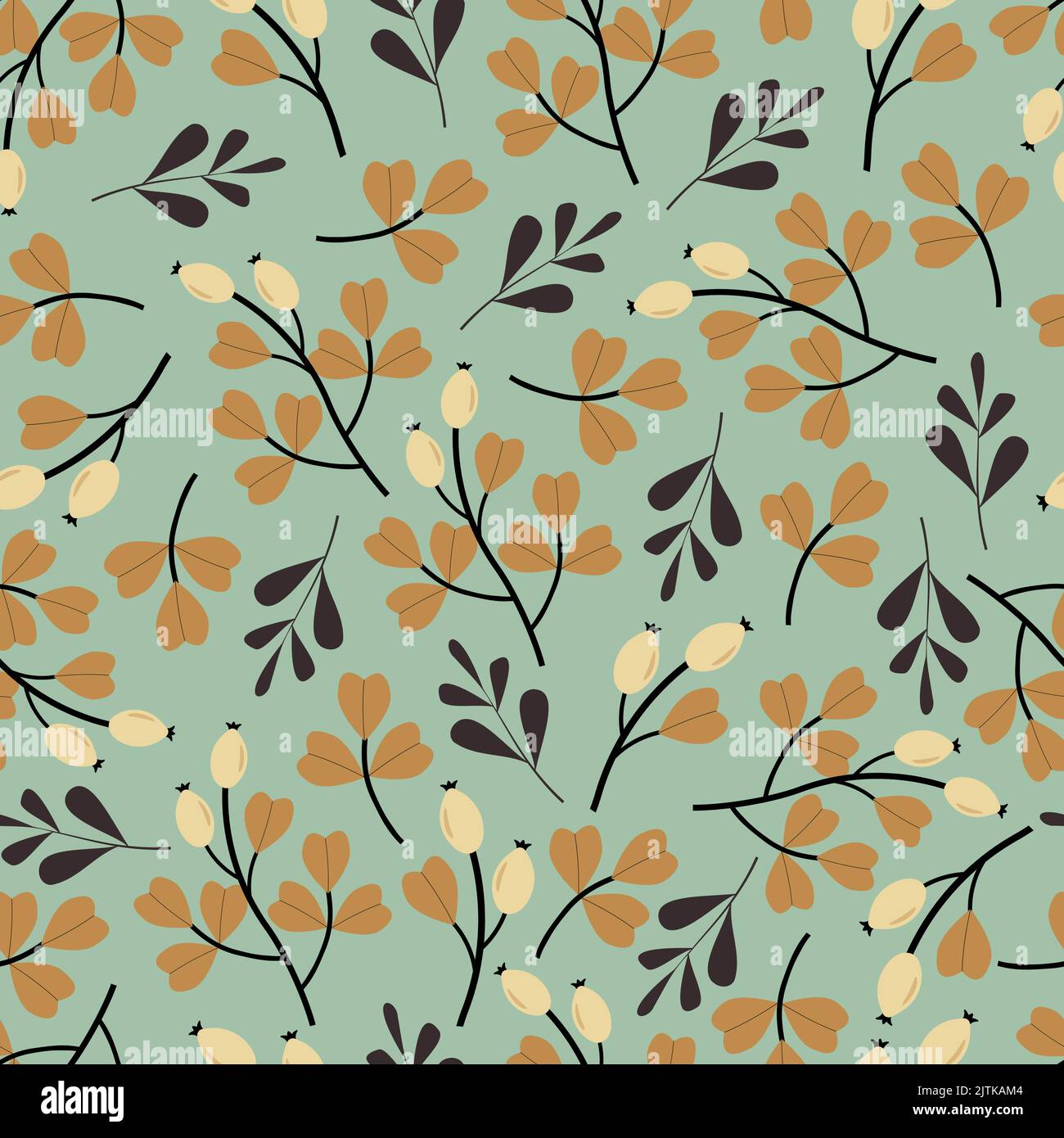 Elegant floral seamless pattern design. Abstract branches, leaves and ...
