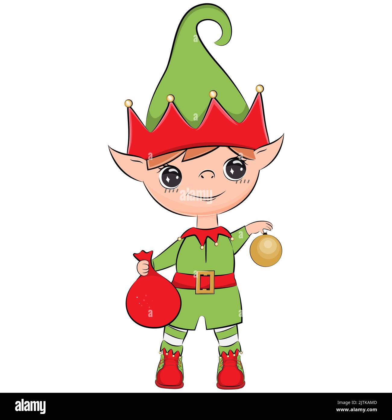 Cute little Santa helpers. Christmas elf. Vector illustration Stock ...