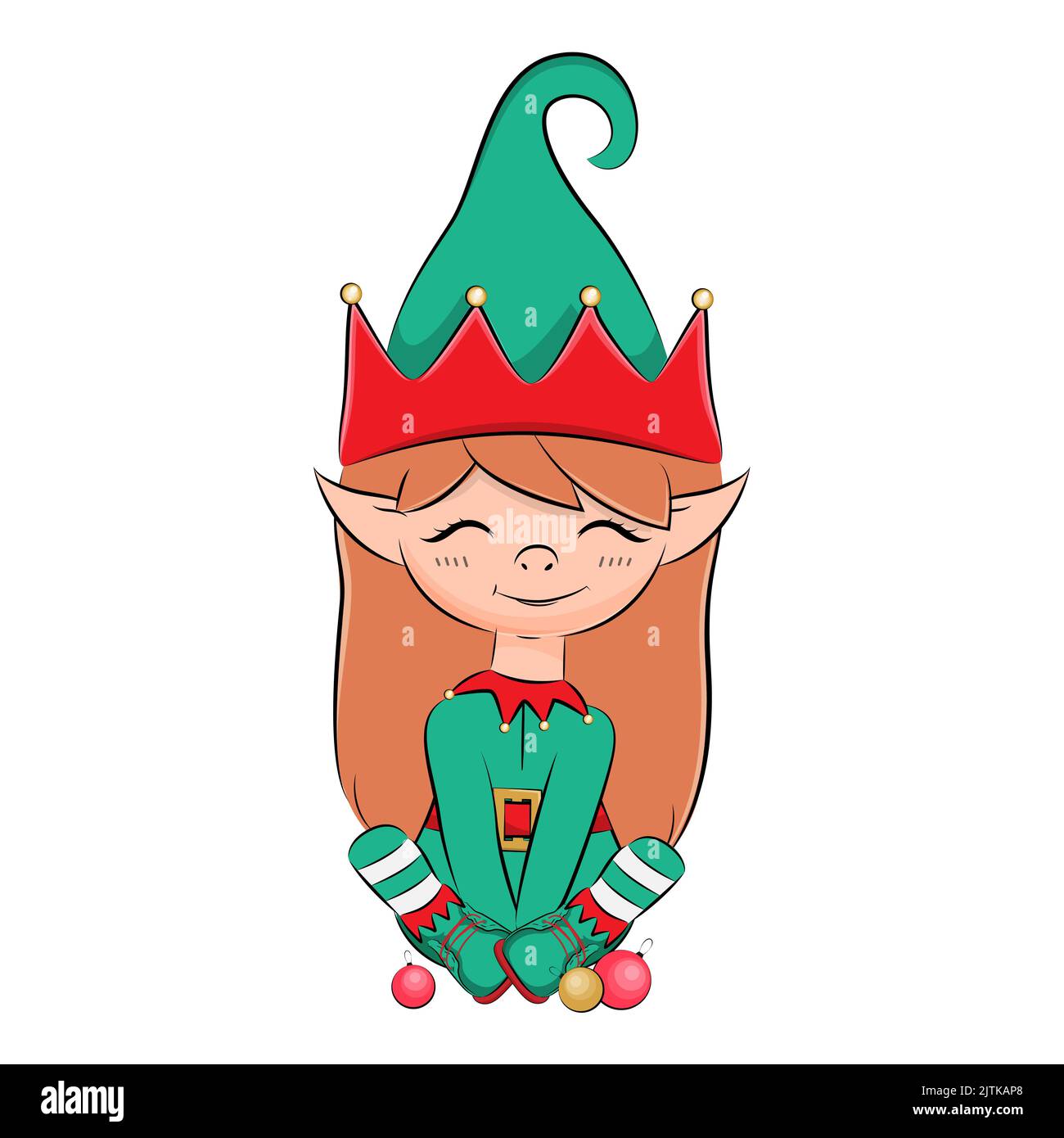 Cute little Santa helpers. Christmas elf. Vector illustration Stock ...