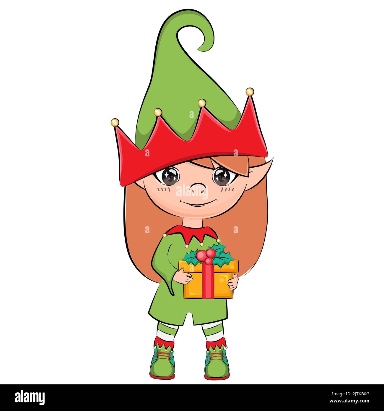 Cute little Santa helpers. Christmas elf. Vector illustration Stock ...