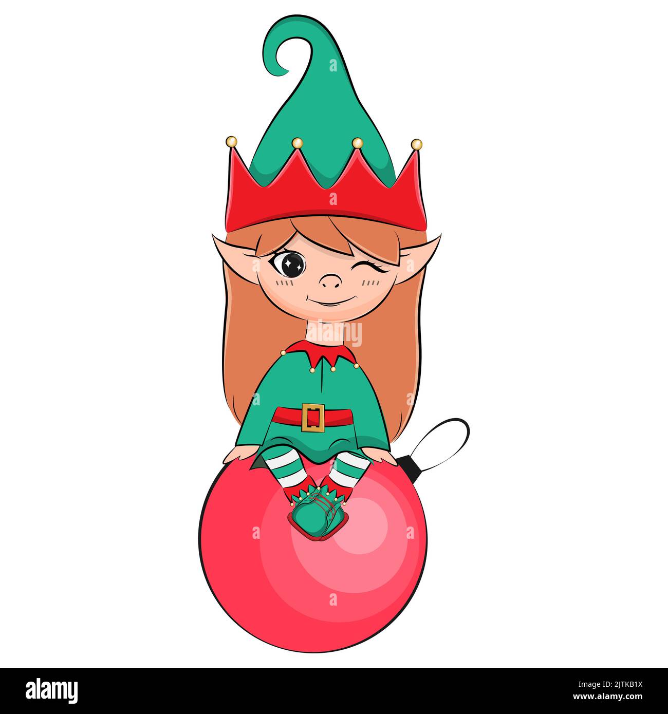Cute little Santa helpers. Christmas elf. Vector illustration Stock ...