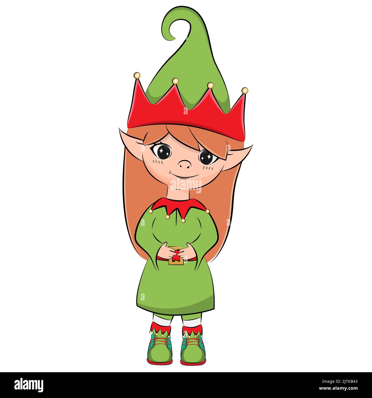 Cute little Santa helpers. Christmas elf. Vector illustration Stock ...