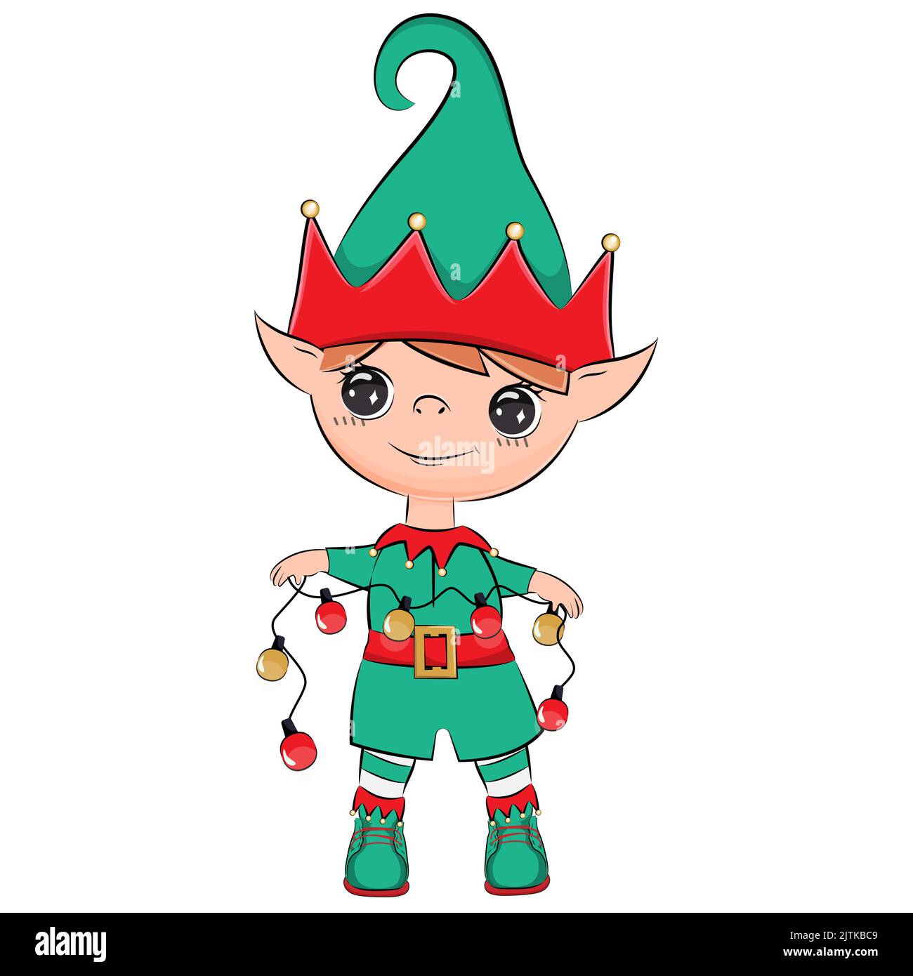 Cute little Santa helpers. Christmas elf. Vector illustration Stock ...