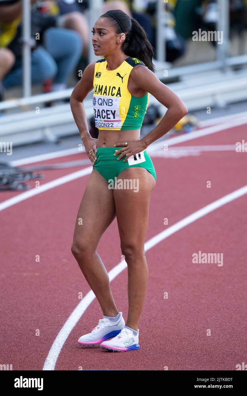 Adelle Tracey of Jamaica competing in the women’s 1500m semi final at ...