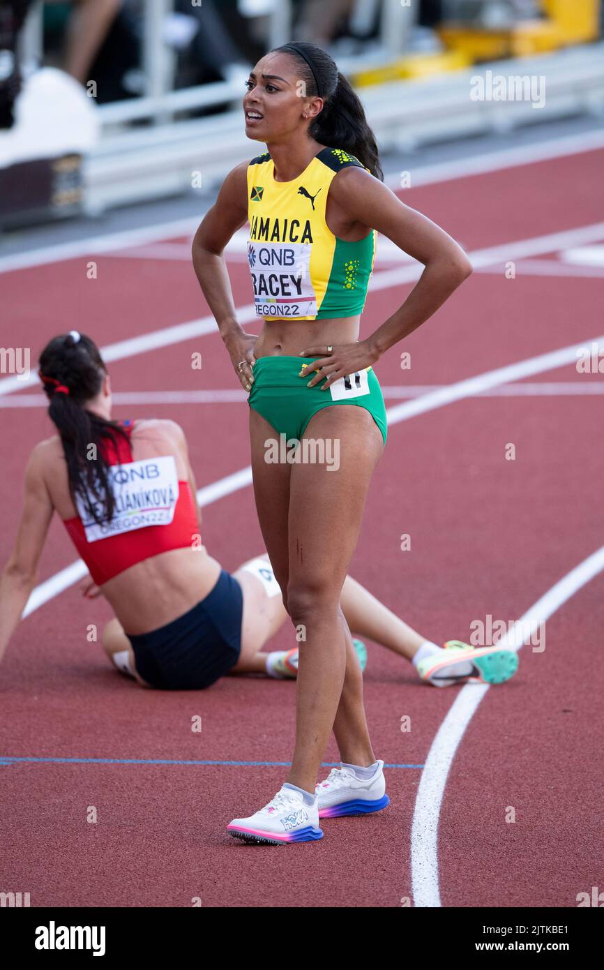 Adelle Tracey of Jamaica competing in the women’s 1500m semi final at ...