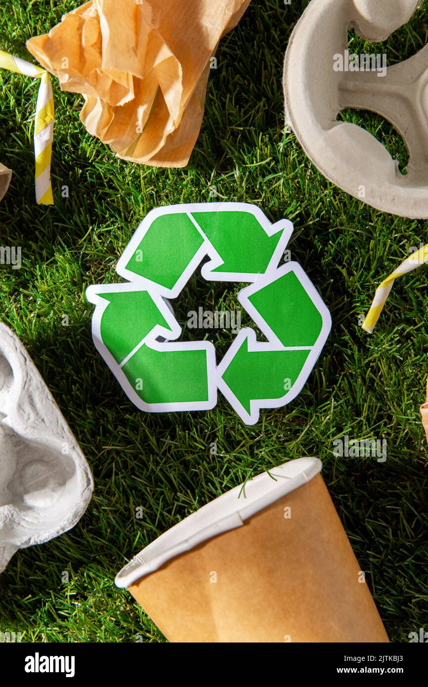 Top view recycling sign hi-res stock photography and images - Alamy