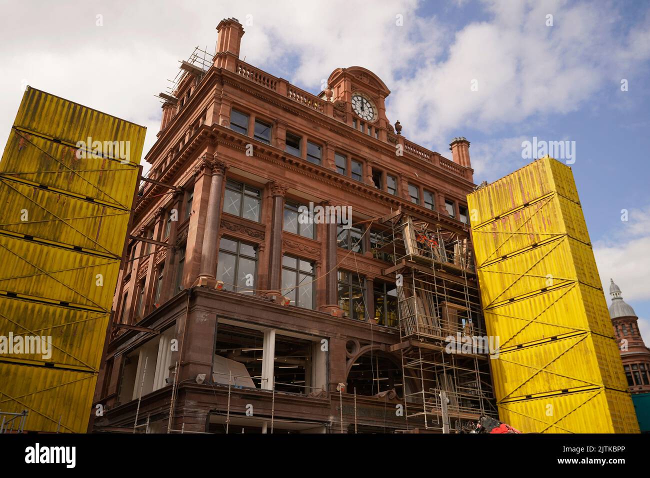 Scaffolding being removed from a Primark store in Belfast city centre ...
