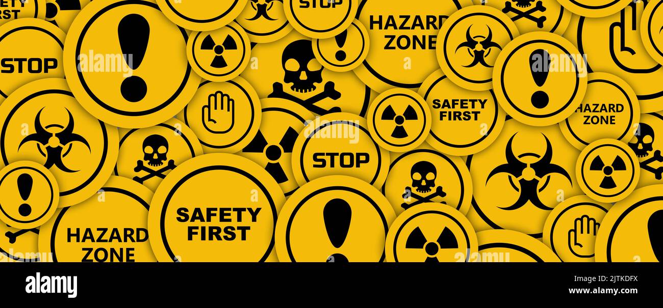 warning signs on wall background Stock Photo - Alamy