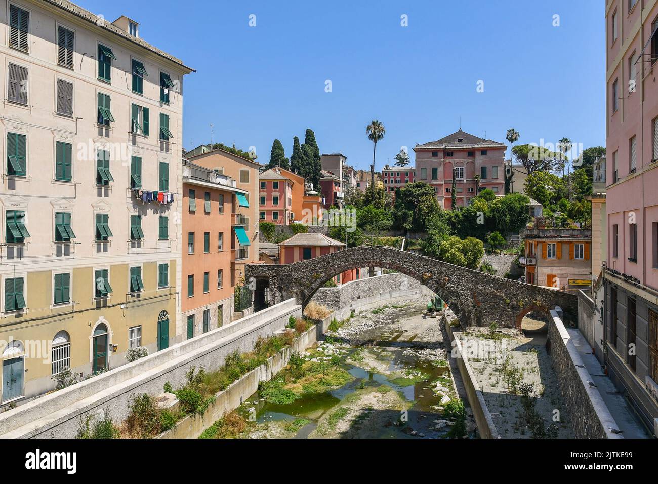 The Roman bridge on the Nervi stream, a short distance from the small ...
