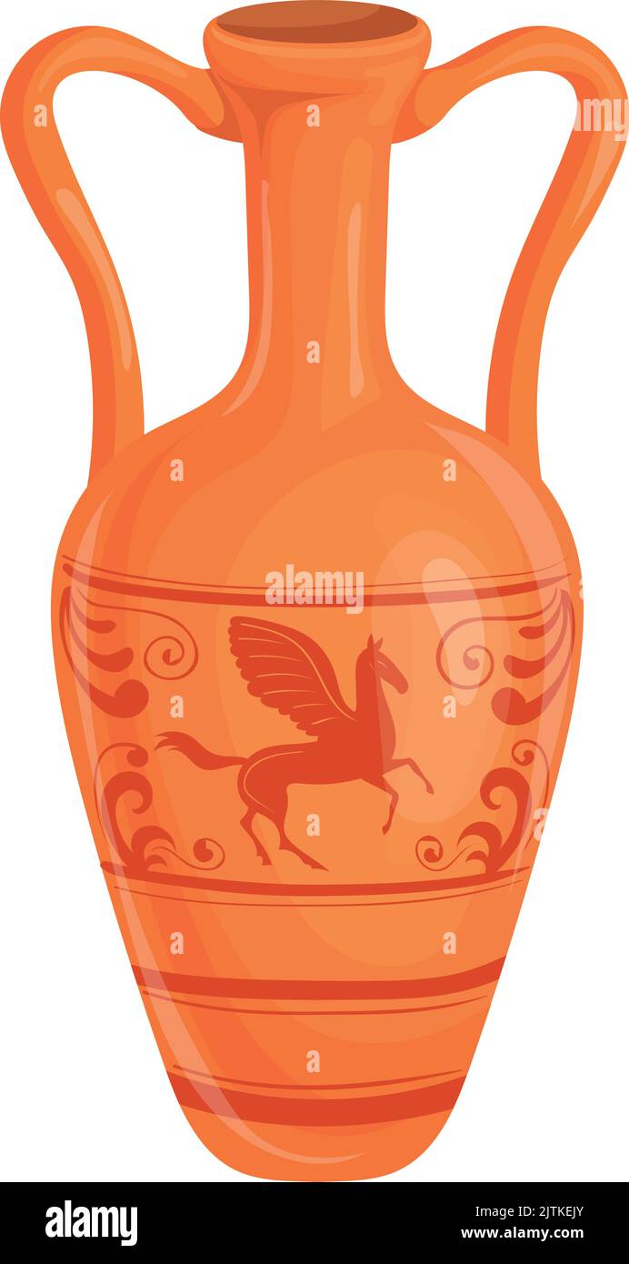 Ancient greek jug. Ceramic old cartoon vessel isolated on white ...