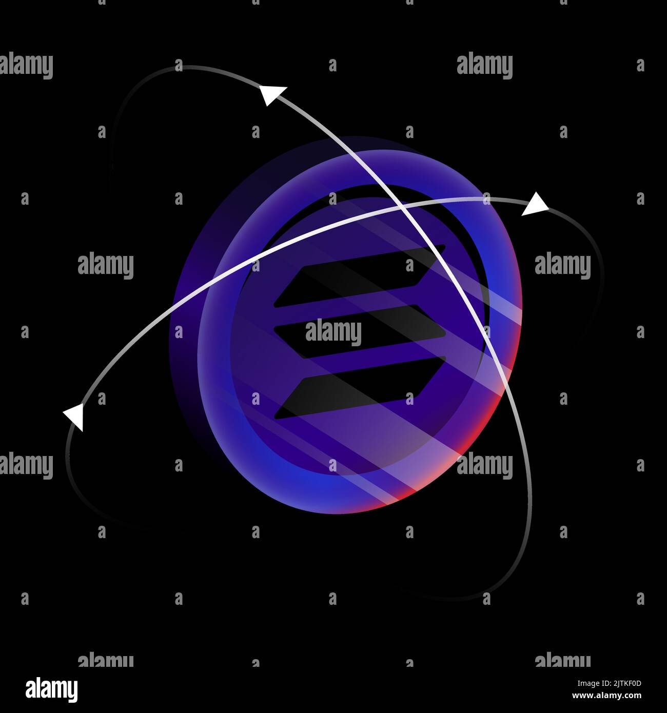 3D Purple Cryptocurrency Coin Isolated on Black Background. Vector ...