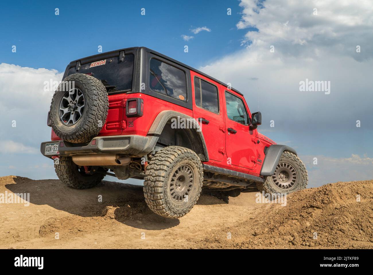 Loveland, CO, USA - August 27, 2022: Jeep Wrangler, Rubicon model, on a ...
